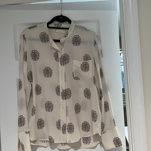A.L.C. | Tops | Alc Silk Julie Blouse In White Pink And Black | Poshmark